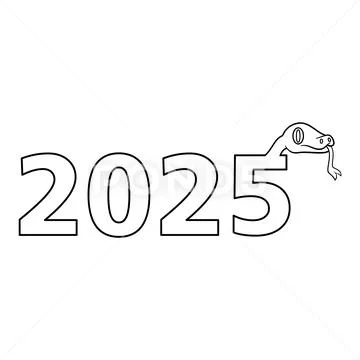 2025 Snake Outline Vector Illustration: Graphic #296073721