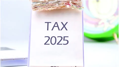 The 2025 word tag appears on the desktop... | Stock Video | Pond5