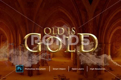 214 old is gold text effect Design Photoshop Layer Style ~ PSD Template ...