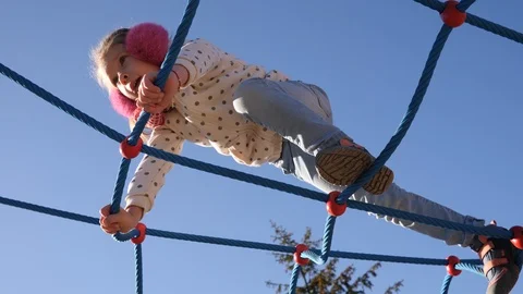 22 Rope web climbing and crawling little... | Stock Video | Pond5