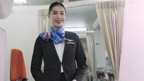 2274 Flight attendance welcome aboard | Stock Video | Pond5