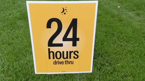 24 Hours Drive Thru Signage | Stock Video | Pond5