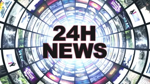 24H NEWS and Monitors Tunnel Animation B... | Stock Video | Pond5