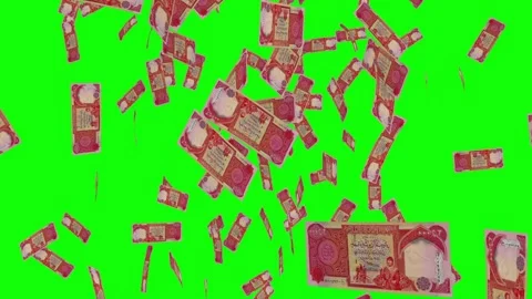 25000 IRAQI DINAR notes falling Green sc... | Stock Video | Pond5