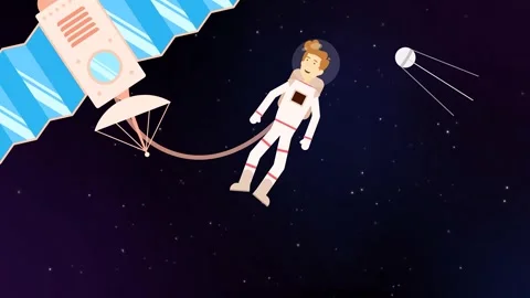 2d Animated Astronaut Floating In Space ... | Stock Video | Pond5