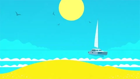 2D Animated Beach | Stock Video | Pond5