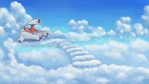 2d animated cartoon airplane flying in t... | Stock Video | Pond5