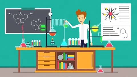 2d Animated Cartoon Chemist Conducting S... | Stock Video | Pond5