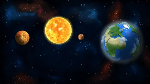 2d animated cartoon glowing sun in space... | Stock Video | Pond5