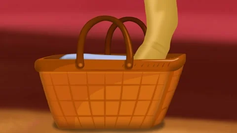 2d animated cartoon picnic basket with g... | Stock Video | Pond5