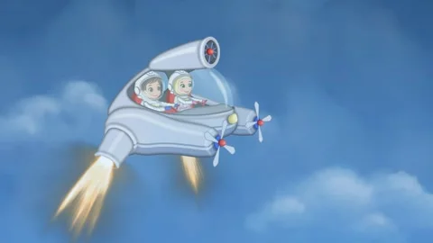 2d animated cartoon rocket launching in ... | Stock Video | Pond5