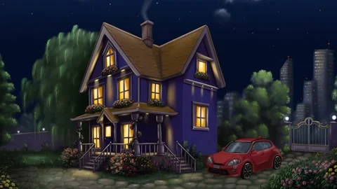 2d animated cartoon spooky house at nigh... | Stock Video | Pond5