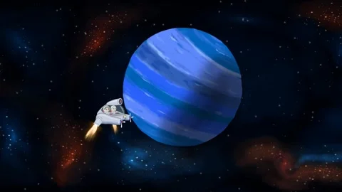 2d animated cartoon view of blue planet ... | Stock Video | Pond5