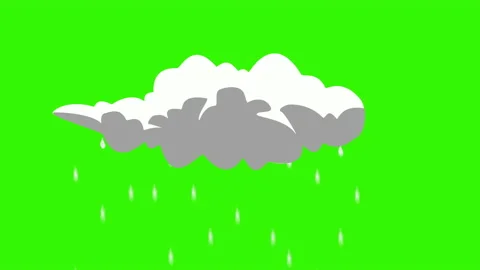 2D animated a cloud and rain with green ... | Stock Video | Pond5