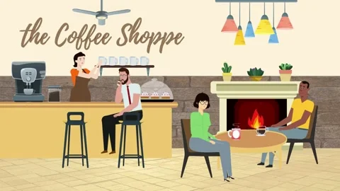 2D Animated Coffee Shop Background | Stock Video | Pond5