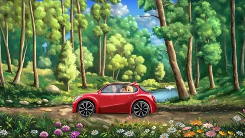 2d animated forest lake with trees refle... | Stock Video | Pond5