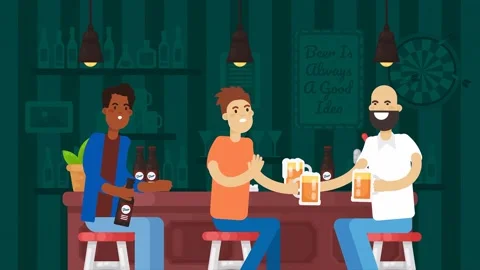 2D Animated Friends Drinking Beer Togeth... | Stock Video | Pond5