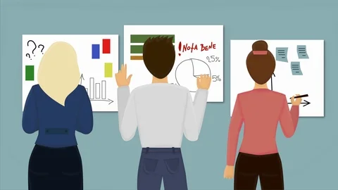 2D animation, back view of three people ... | Stock Video | Pond5