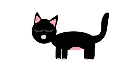 2D animation of a black cat with big eye... | Stock Video | Pond5