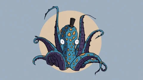 2D animation, cute cartoon octopus moves... | Stock Video | Pond5