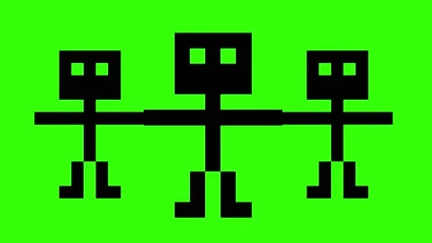 2D Animation of dancing pixel men on a g... | Stock Video | Pond5