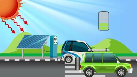 2D animation of electric vehicle parking... | Stock Video | Pond5