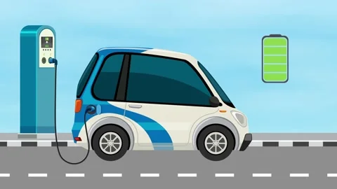 2D animation of electric vehicle parking... | Stock Video | Pond5