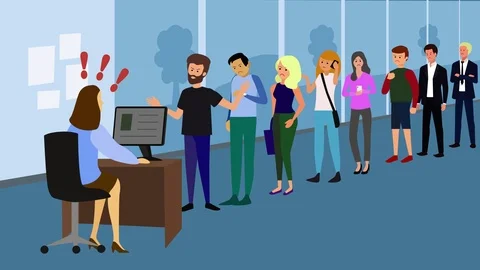 2D animation, female office worker sitti... | Stock Video | Pond5