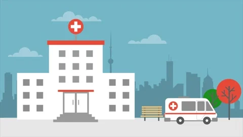 2D animation of a hospital building and ... | Stock Video | Pond5