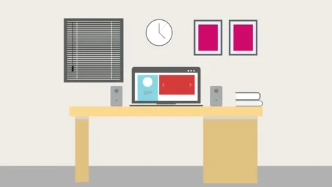 2D animation of the office room with a n... | Stock Video | Pond5