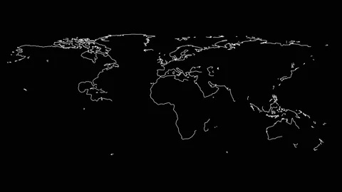 2D animation of the outline world map is... | Stock Video | Pond5