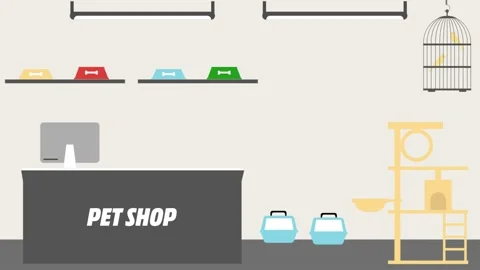 2D animation of a pet shop interior with... | Stock Video | Pond5