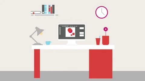 2D animation of a room interior with a c... | Stock Video | Pond5