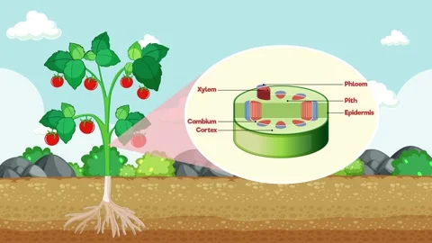 2D animation showing the internal stem s... | Stock Video | Pond5