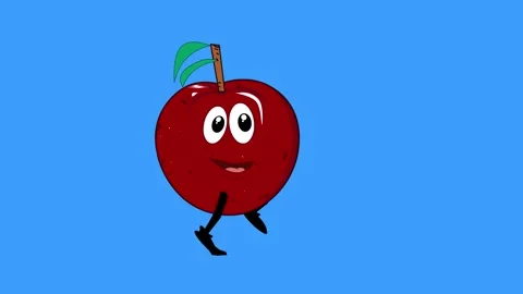 2d apple Animated Character on blue scre... | Stock Video | Pond5