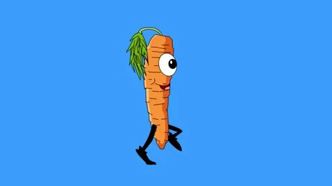 2d Carrot Animated Character on blue scr... | Stock Video | Pond5