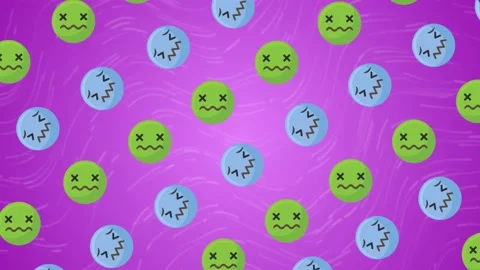 2d cartoon death emoji background | Stock Video | Pond5