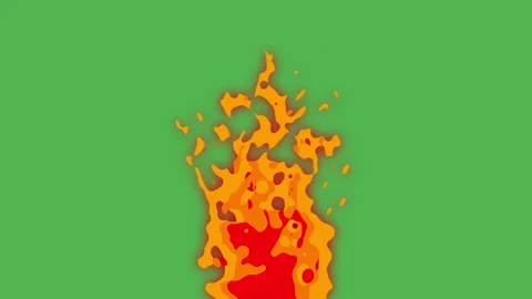 2d cartoon fire animation with green scr... | Stock Video | Pond5