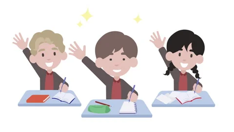 2D cartoon loop animation of eager stude... | Stock Video | Pond5