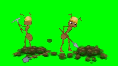2d cartoon of worker ants digging, green... | Stock Video | Pond5