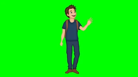 2d cartoon of young man with backpack da... | Stock Video | Pond5