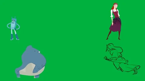 2d character girl dog bone leash on gree... | Stock Video | Pond5