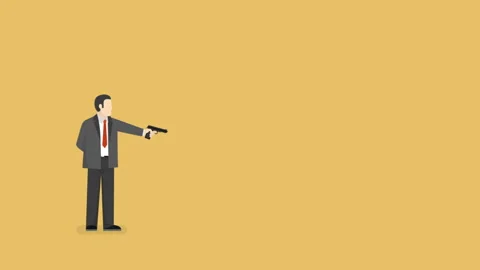 2d Character Man Shooting Gun | Stock Video | Pond5