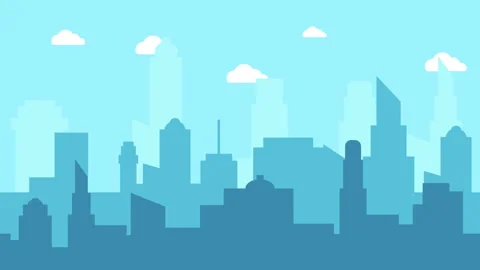 2D city animation background.blue Moving... | Stock Video | Pond5