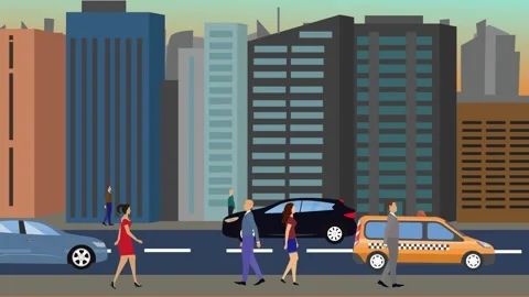 2D Flat animation of city background wit... | Stock Video | Pond5