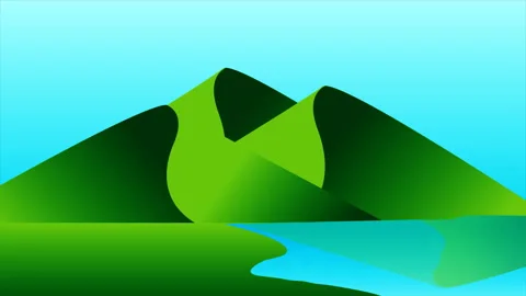 2D flat cartoons like mountains and a si... | Stock Video | Pond5