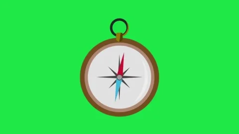 2D Flat Compass Icon Loop Animation Gree... | Stock Video | Pond5