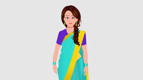 2D Indian Female Cartoon Character Talki... | Stock Video | Pond5