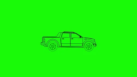 2D Line Art Car Animation on Green Scree... | Stock Video | Pond5