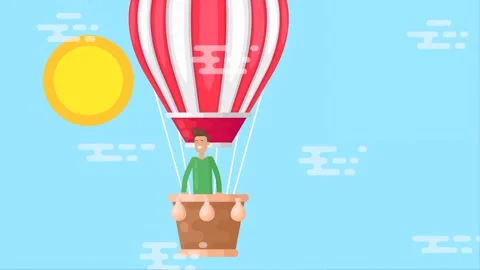 2D Man Waving From Air Balloon Parachute... | Stock Video | Pond5